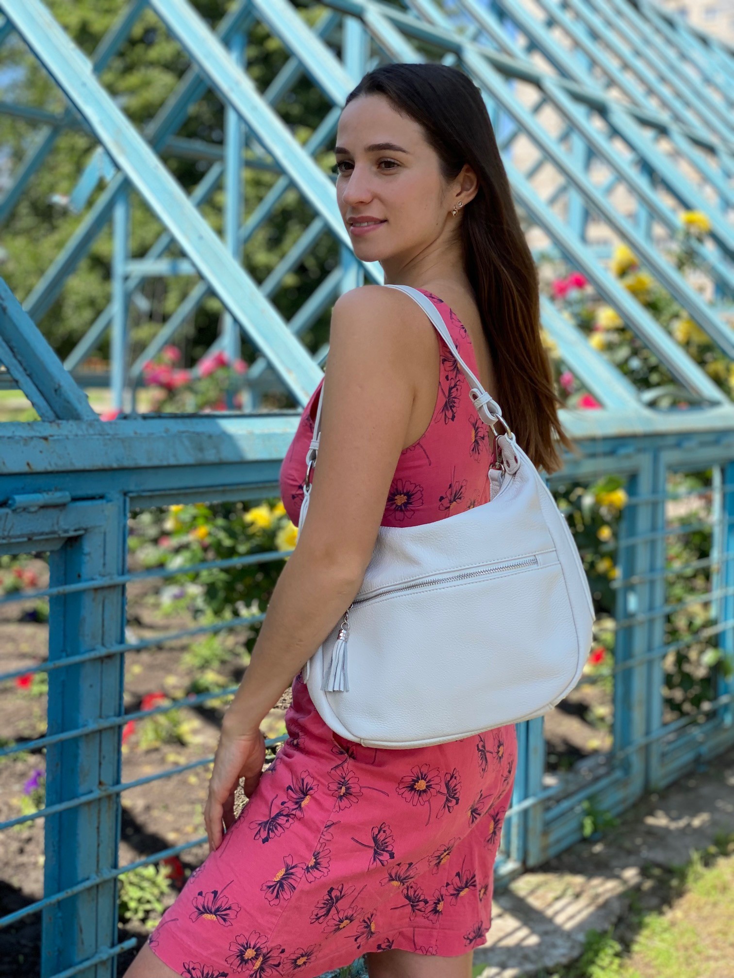 ᐈ Купити Жіноча шкіряна сумка хобо Linda біла, ціна, якість — Bagtone.ua